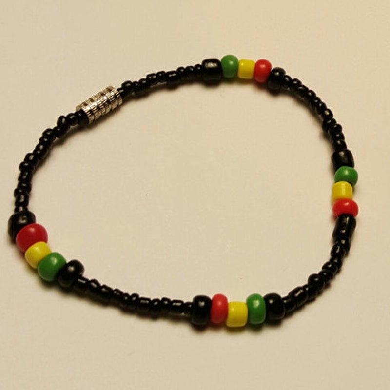 Rasta Bead Bracelet - Etsy