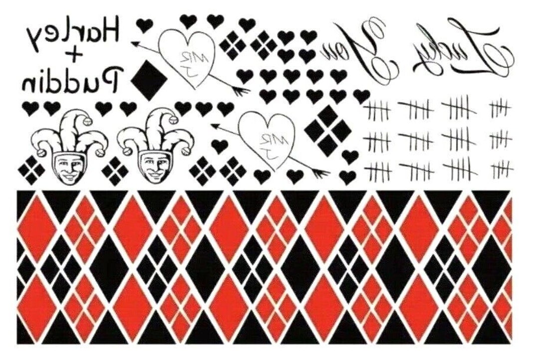 Large Joker/harley Quinn Temporary Tattoo, Fancy Dress, Puddin Tattoo ...