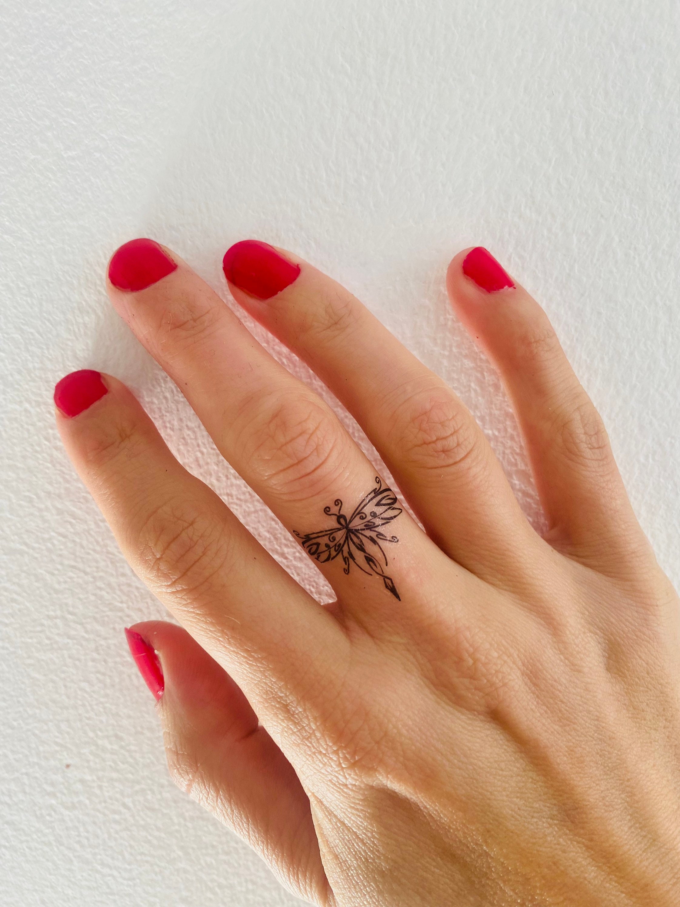 Mini Hand Finger Henna Temporary Tattoo Dragonflies Bracelet - Etsy