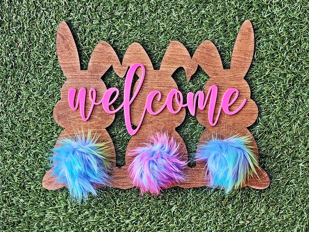 Custom Welcome Easter Bunny Sign | Personalized Easter Door Hanger ...