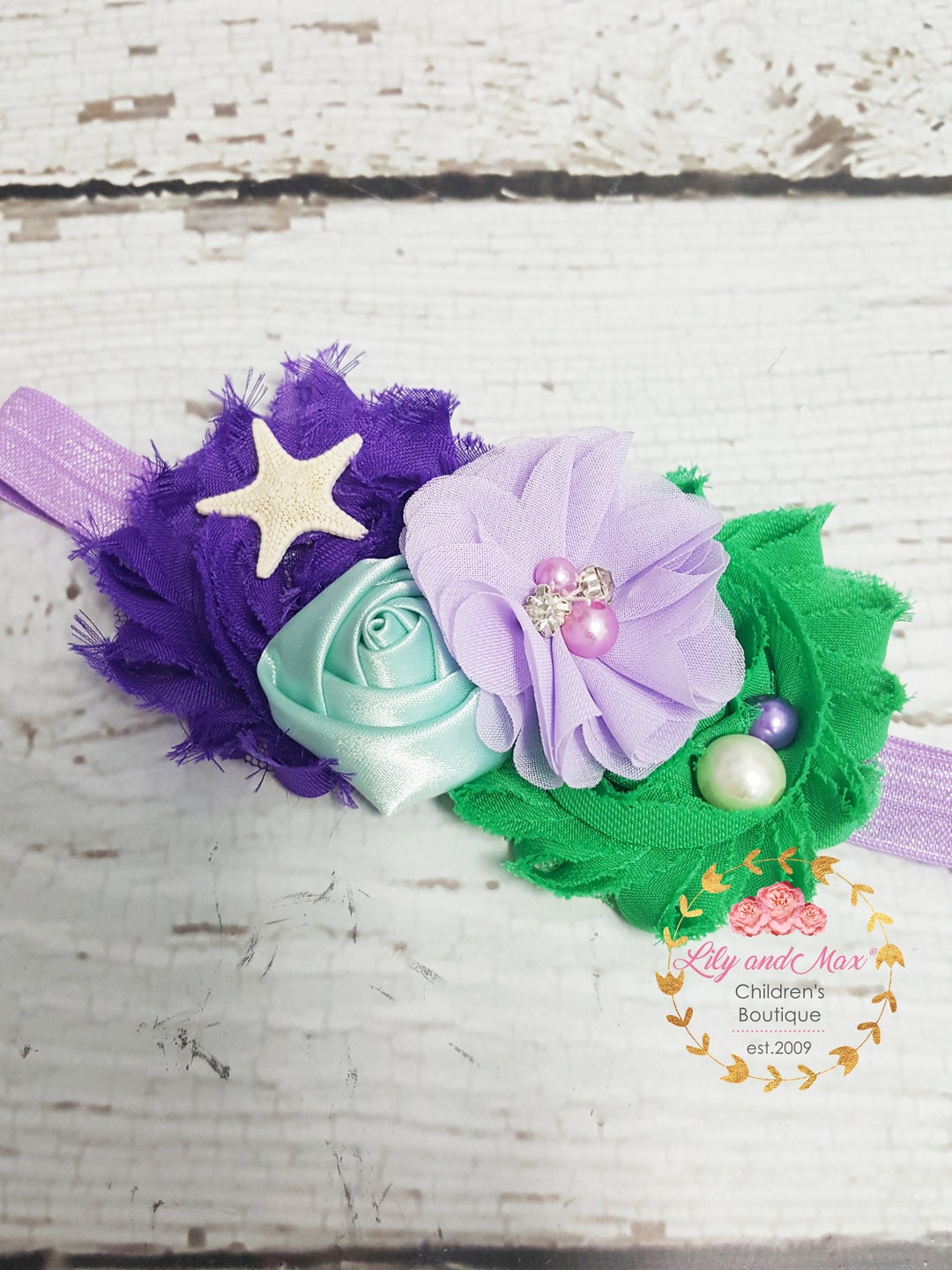 Under the Sea Headband, Mermaid Sea Shell Flower Elastic Headband, Soft ...