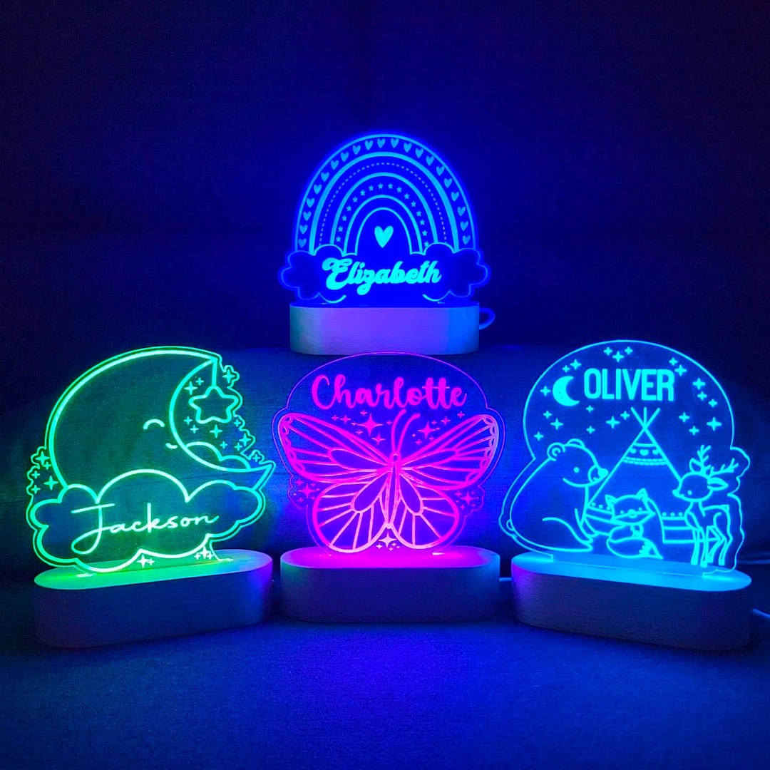 Personalized LED Night Light: Kids Room Decor, Laser Engraved - Etsy