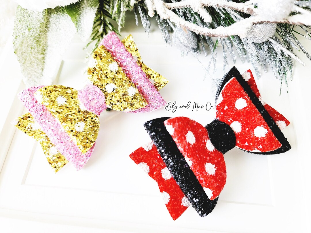 Glitter Polka Dot Mouse Bow Alligator Clip (3.5-4 Inches) - Etsy
