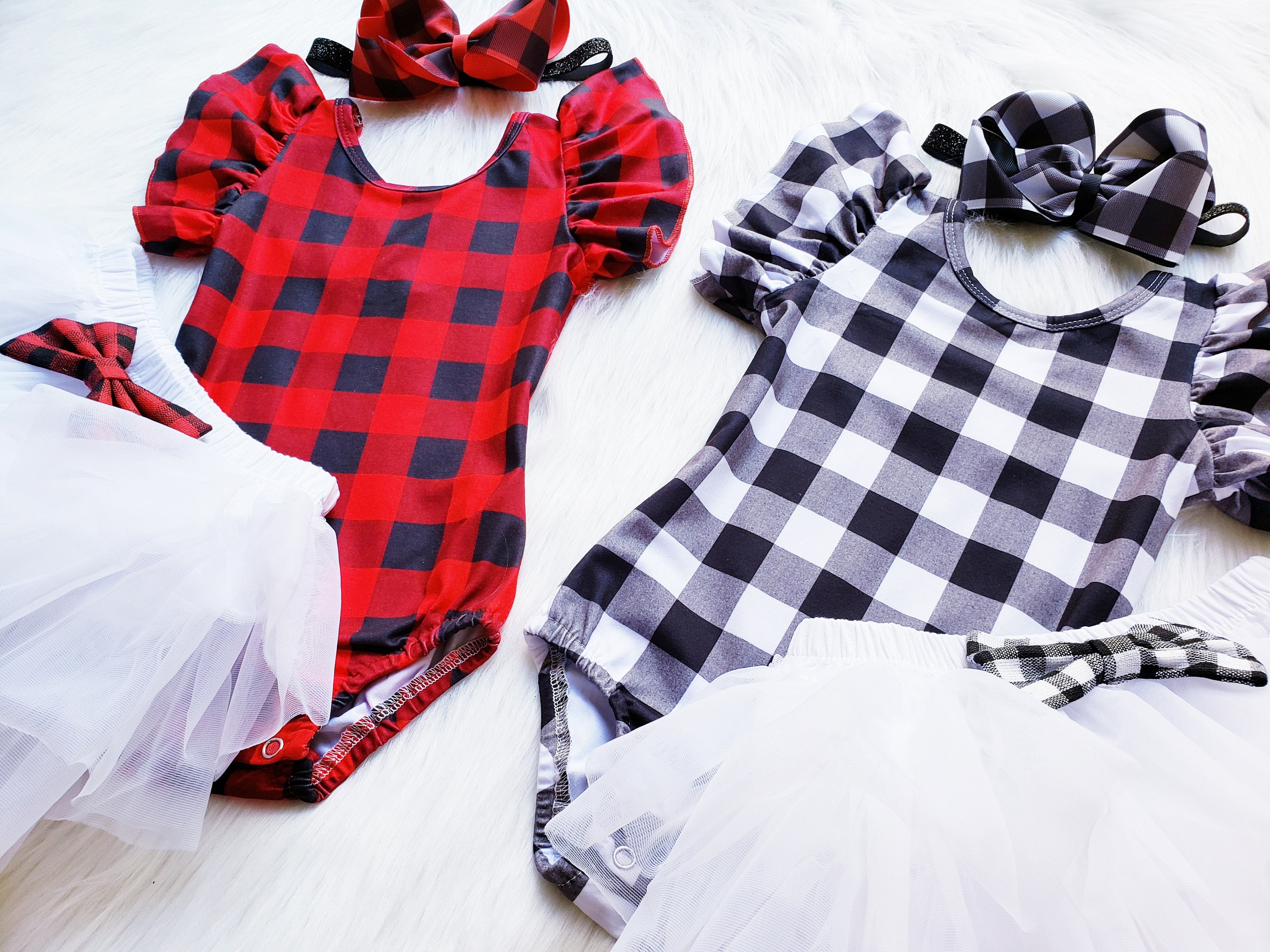Buffalo Plaid Christmas Outfit: Girls Leotard, Tutu Bloomer Set - Etsy