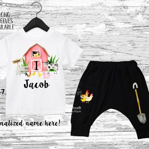 Farm Animals Birthday Boy Outfit, Farm Birthday Boy Bodysuit, Boy ...