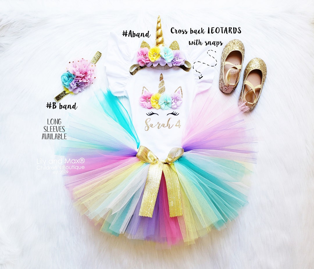 Unicorn Birthday Outfit, Unicorn Headband, Unicorn Rainbow Tutu Set ...