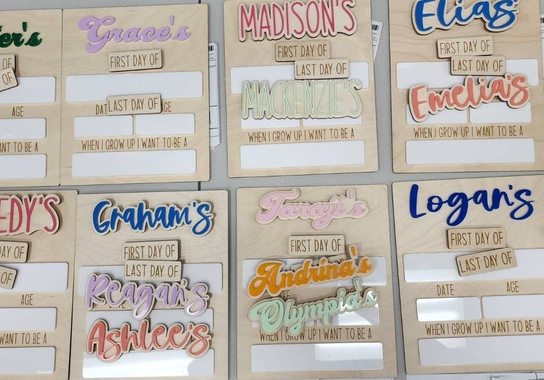 First Day of School Sign Personalized Interchangeable Velcro Names Back ...