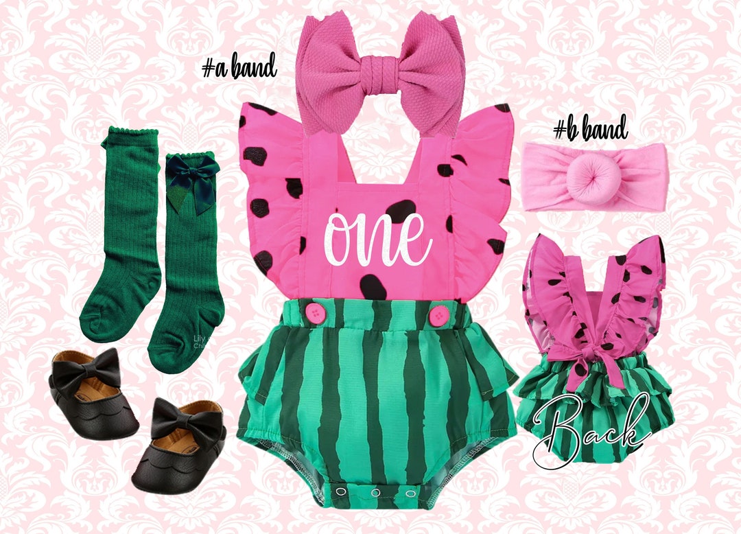 1st Birthday Pink Watermelon Romper Melon Party Smash Cake Outfit - Etsy