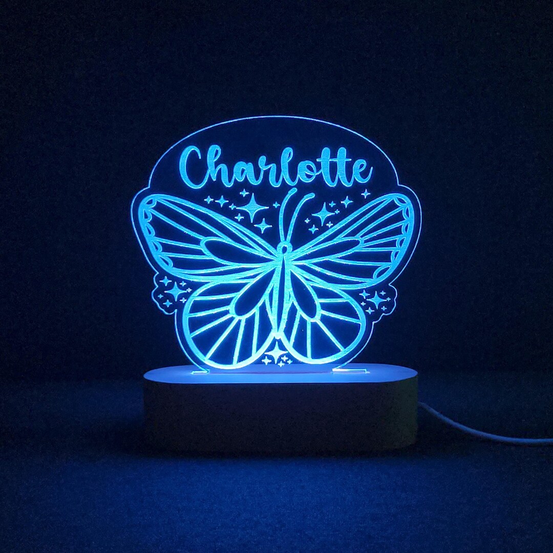 Custom Night Light Kids Gift Room Personalized Led Lights Butterfly ...