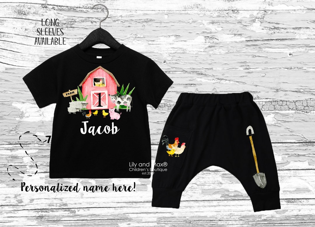 Farm Animals Birthday Boy Outfit Farm Birthday Boy Bodysuit - Etsy