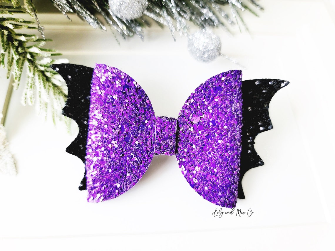 Vampire Bow Clip Vampire Birthday Glitter Leather Bow - Etsy