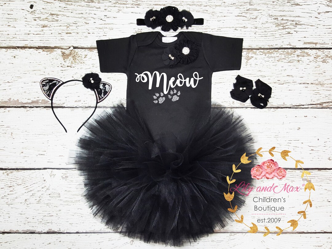 Halloween Cat Tutu Costume: Meow Outfit With Ears Headband - Etsy