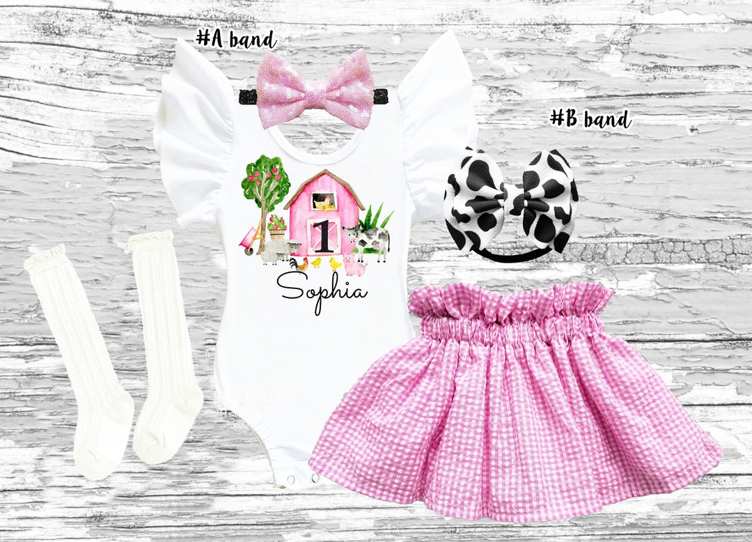 Buy 1st Birthday FARM Girl Outfit, PINK Farm Animal Baby Girl Tutu Set ...