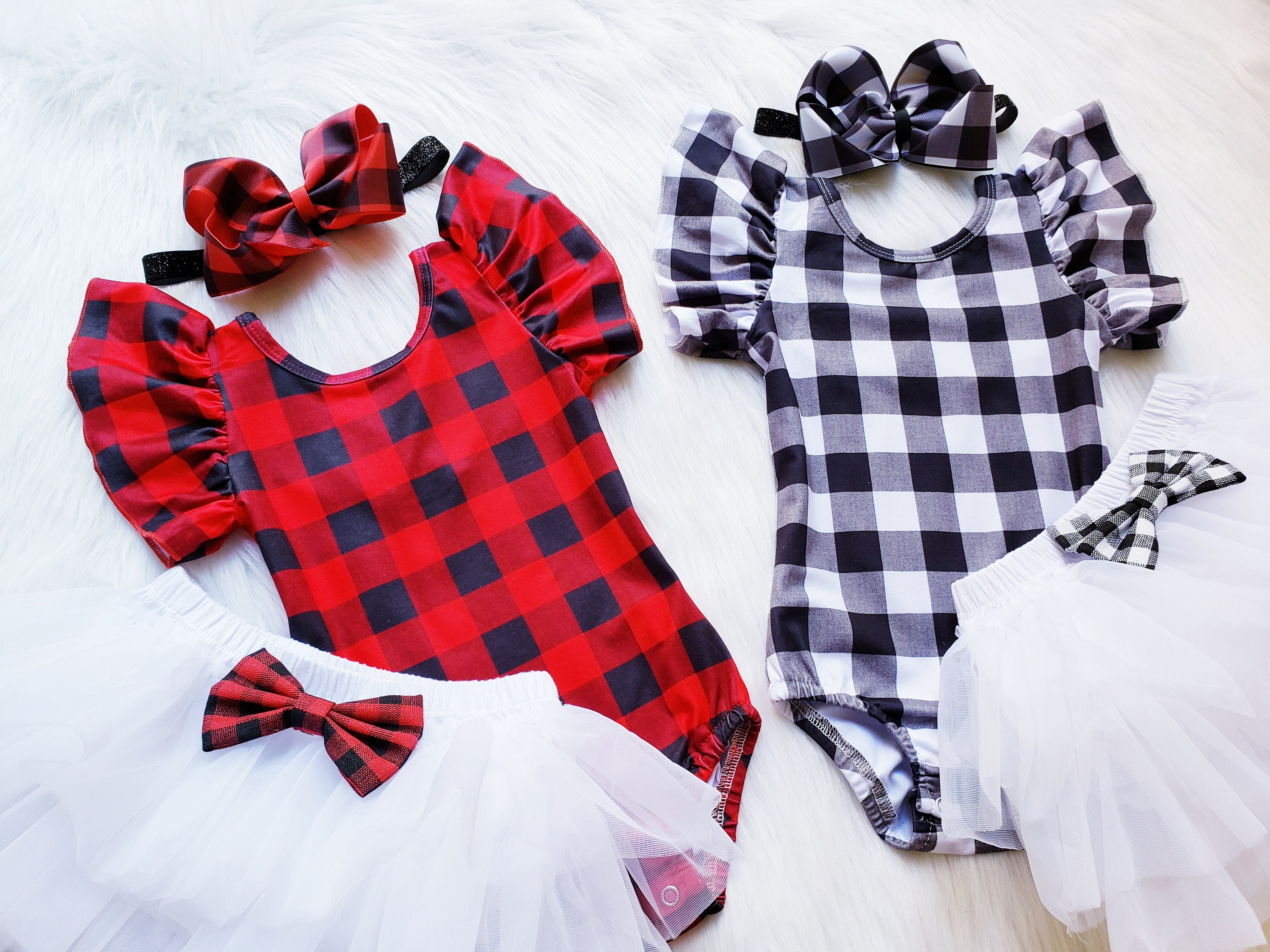 Buffalo Plaid Christmas Outfit: Girls Leotard, Tutu Bloomer Set - Etsy
