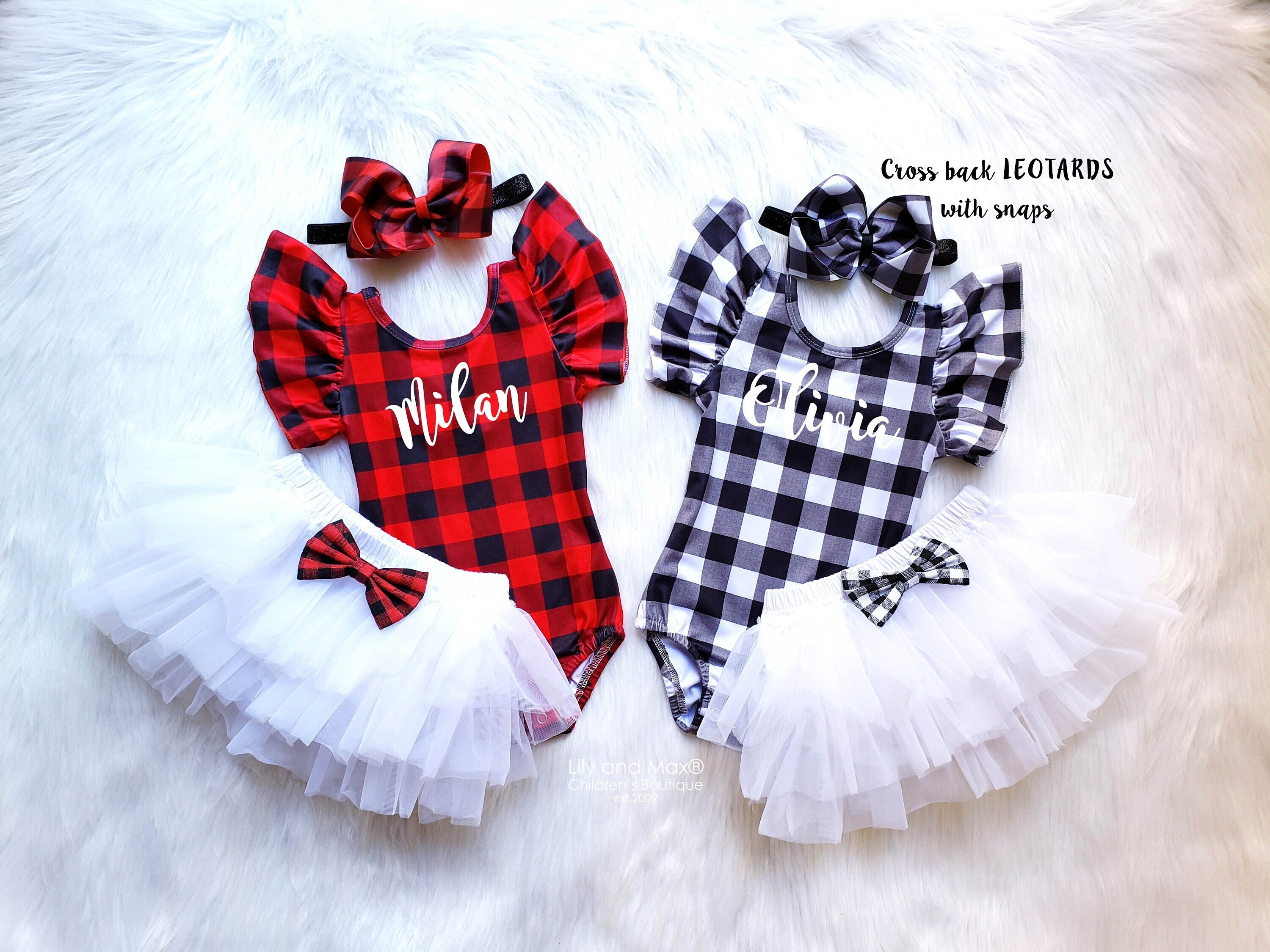 Buffalo Plaid Christmas Outfit: Girls Leotard, Tutu Bloomer Set - Etsy