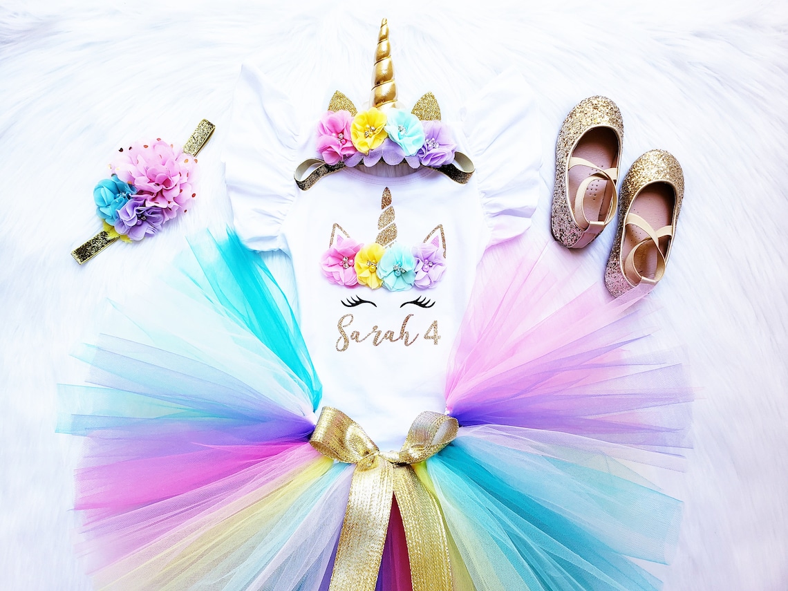 Unicorn Birthday Outfit Unicorn Headband Unicorn Rainbow - Etsy