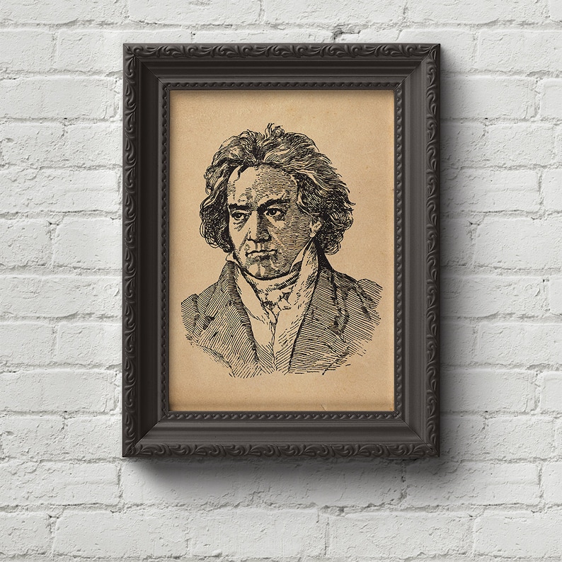 Beethoven Portrait Print Wall Art Art Woodcut Engraving | Etsy