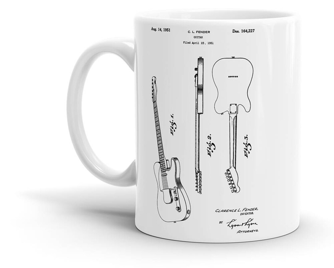 Fender Telecaster Guitar Patent Coffee Mug - Electric Guitar ...