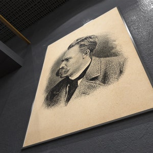 Friedrich Nietzsche Portrait Print, Wall Art, Art, Woodcut, Engraving ...