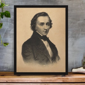 Chopin Portrait Print, Wall Art, Art, Woodcut, Engraving, Composer ...