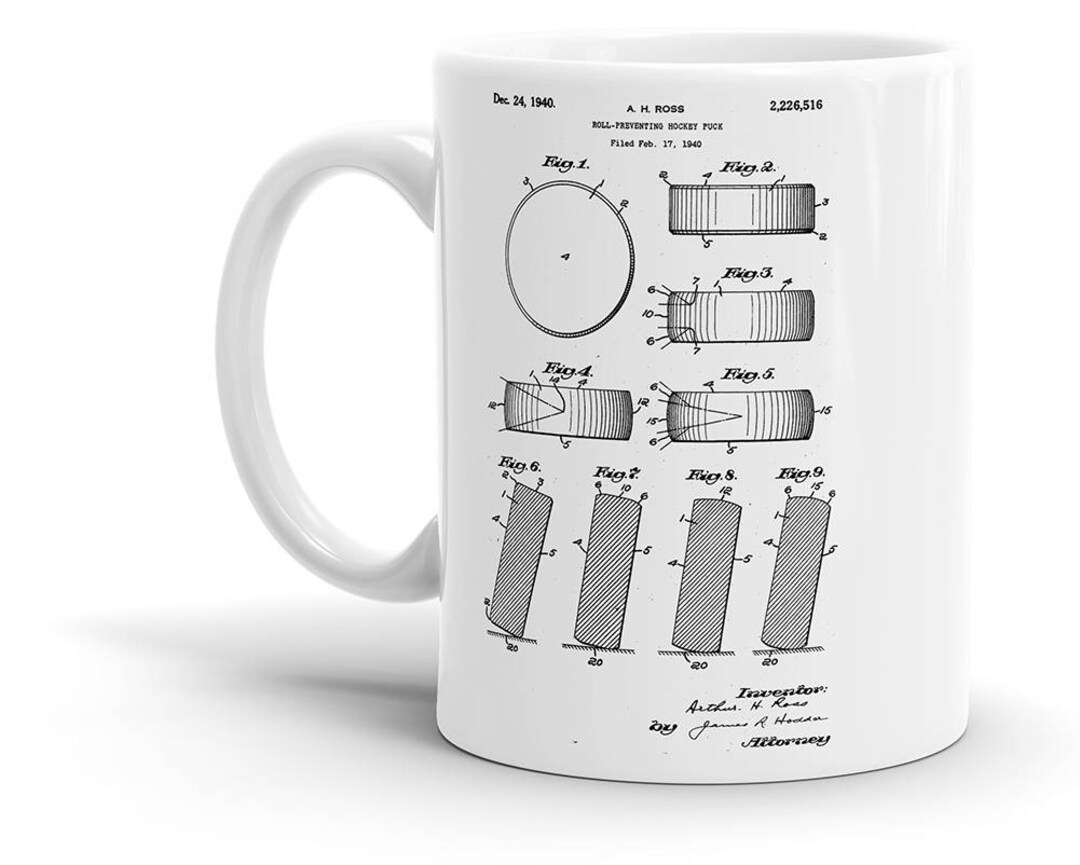 Hockey Puck 1940 Patent Coffee Mug - Hockey Gift, Vintage, Retro, Sport ...