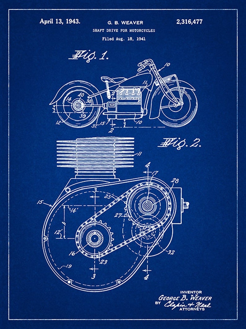 Indian Motorcycle 1943 Patent Print - Bike, Motorcycle Print, Bike ...