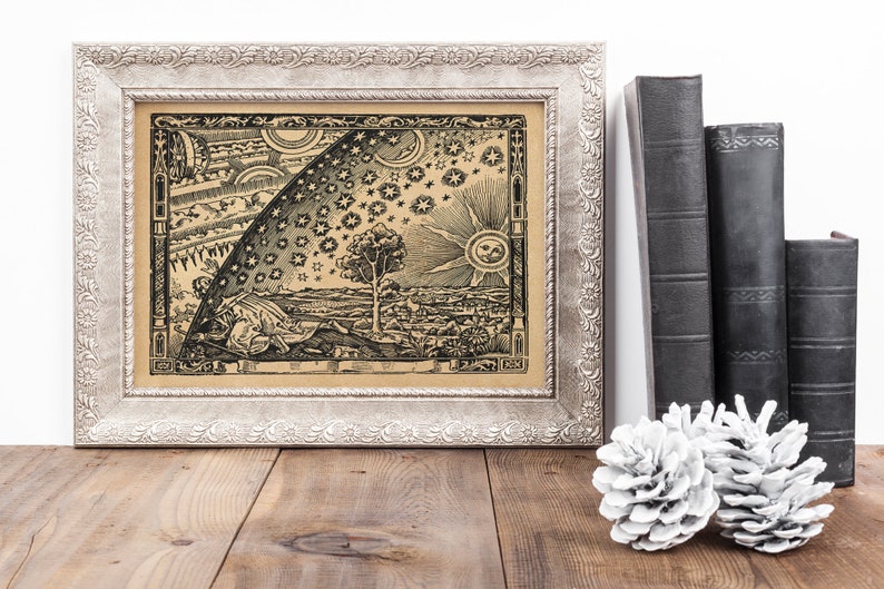 Flammarion Print, Wall Art, Woodcut, Engraving, Renaissance, Gustave ...