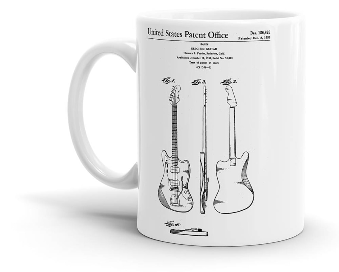 Fender Guitar Patent Coffee Mug Electric Guitar | Etsy