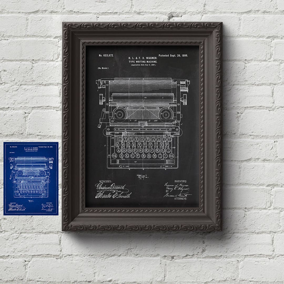 Typewriter 1899 Patent Print - Writer Gift, Writing, Author Gift ...