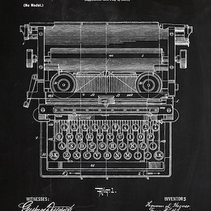 Typewriter 1899 Patent Print - Writer Gift, Writing, Author Gift ...