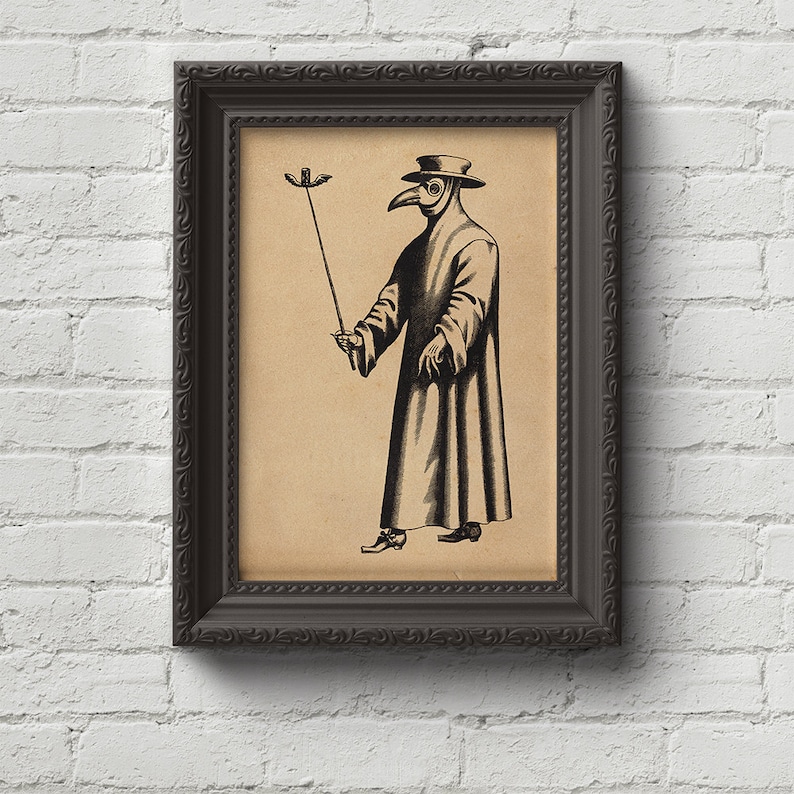 Plague Doctor Print, Wall Art, Art, Woodcut, Engraving, Middle Ages ...