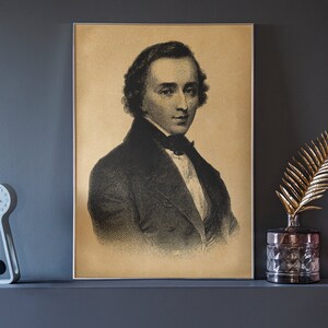 Chopin Portrait Print, Wall Art, Art, Woodcut, Engraving, Composer ...