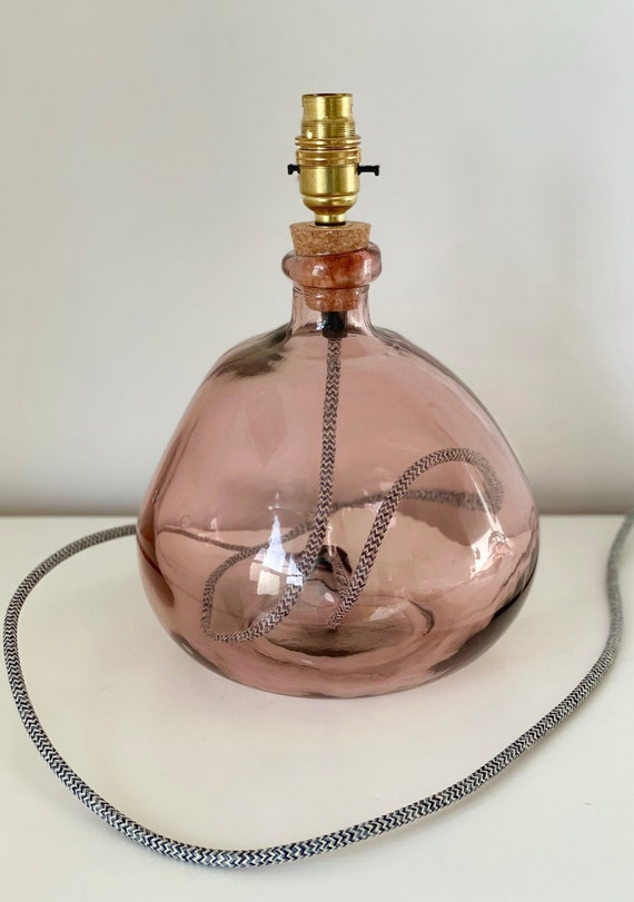 Recycled Glass Lamp Base Pink Glass Lamp Glass Bottle Light - Etsy UK