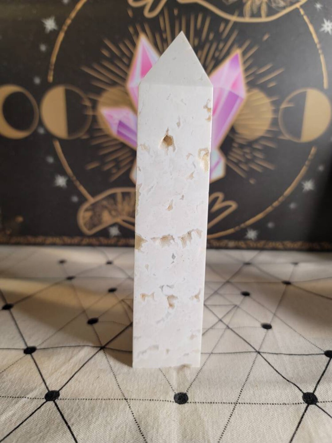 Large Snow White Agate Crystal Tower - Etsy