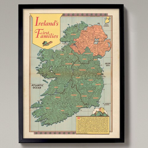 Irish Families Clan Map Giclée Reproduction Vintage Wall | Etsy