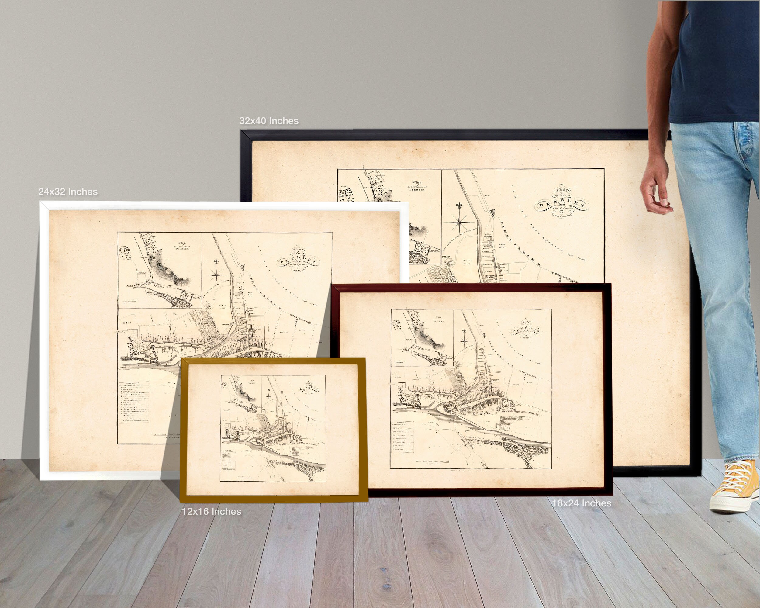 Old Map of Peebles | Old Map Print | Peebles Old Map, Peebles Vintage ...