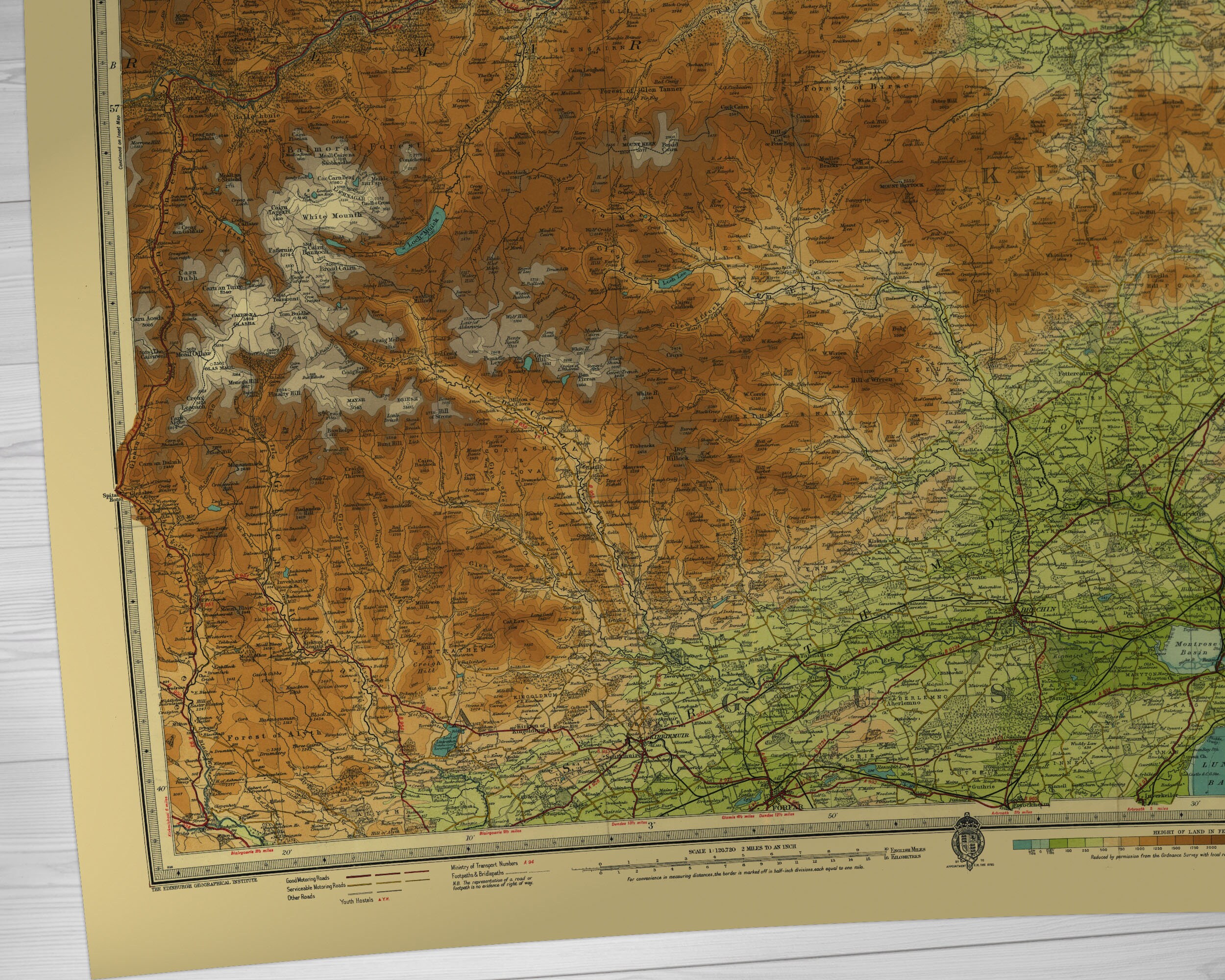 Old Map of Deeside Aberdeen, Stonehaven, Braemar, Ballater, Tomintoul ...