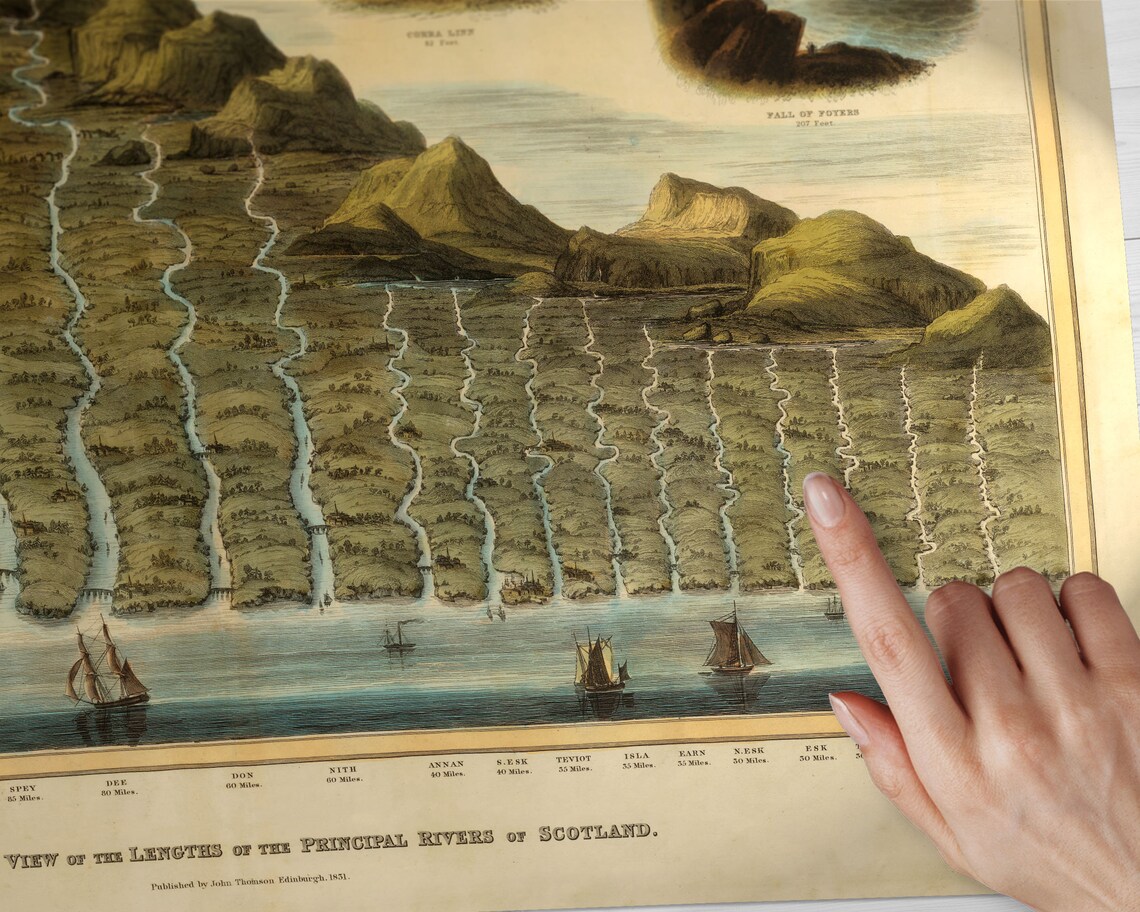 Principal Rivers of Scotland Old Map of Scottish Rivers - Etsy UK