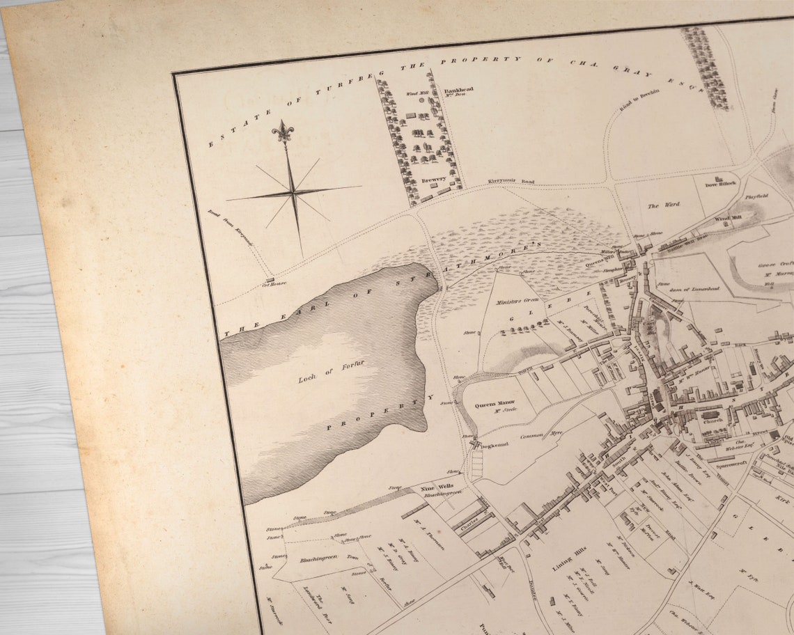 Forfar Old Map GiclÃ©e Fine Art Print Antique town plan | Etsy