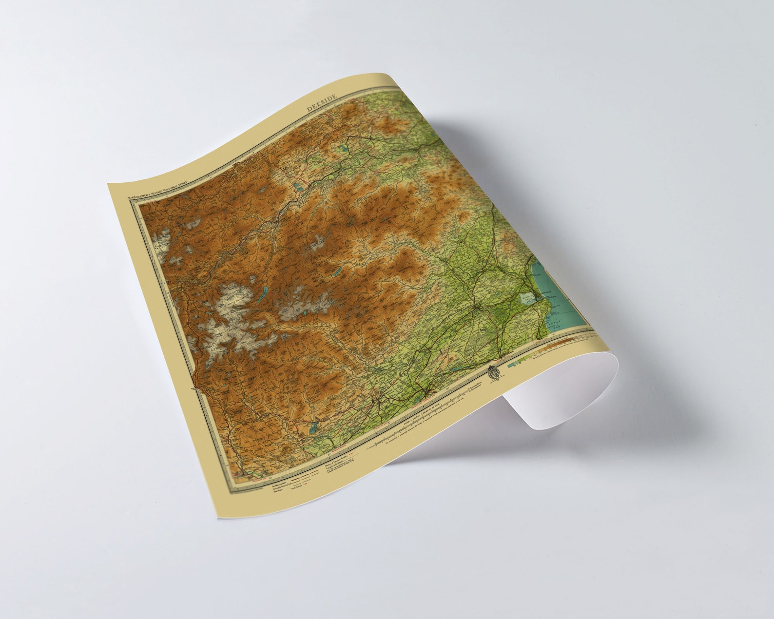 Old Map of Deeside Aberdeen, Stonehaven, Braemar, Ballater, Tomintoul ...