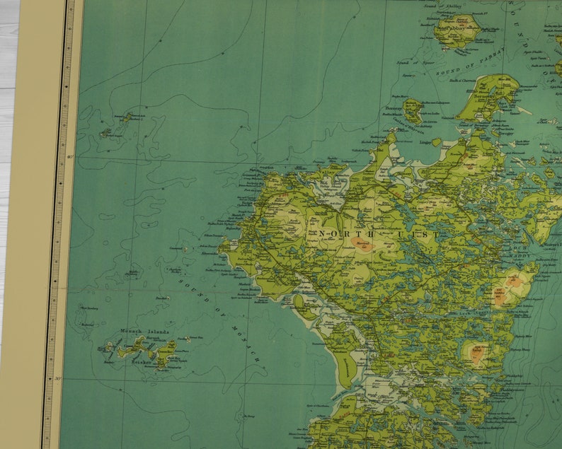 Vintage Map Uists & Barra | Berneray, Mingulay, Sandray, Boisdale, Loch ...