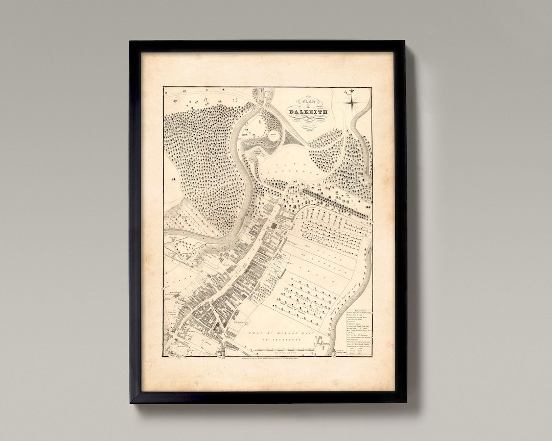 Dalkeith, Edinburgh Antique Town Plan | Fine Art Print | Old, Vintage ...