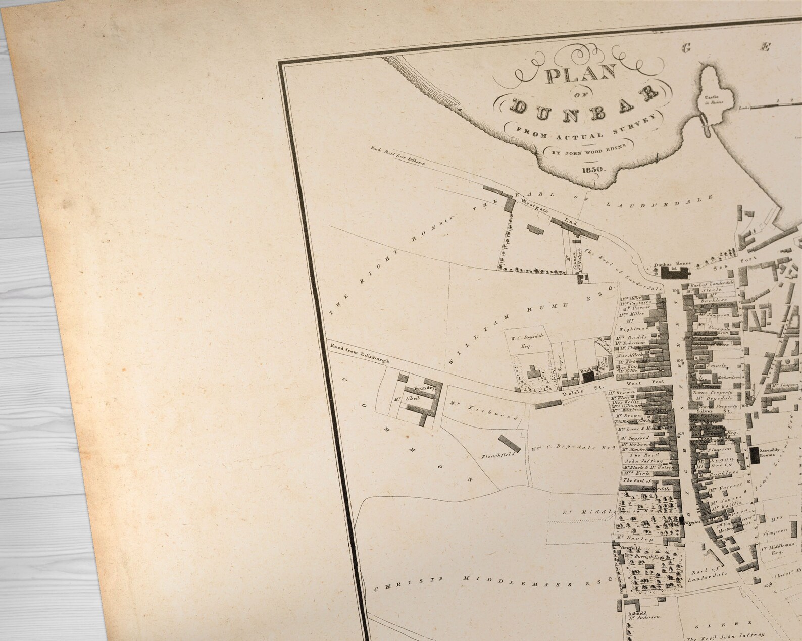 Old Map of Dunbar | Old Map Print | Dunbar Old Map, Dunbar Vintage Map ...