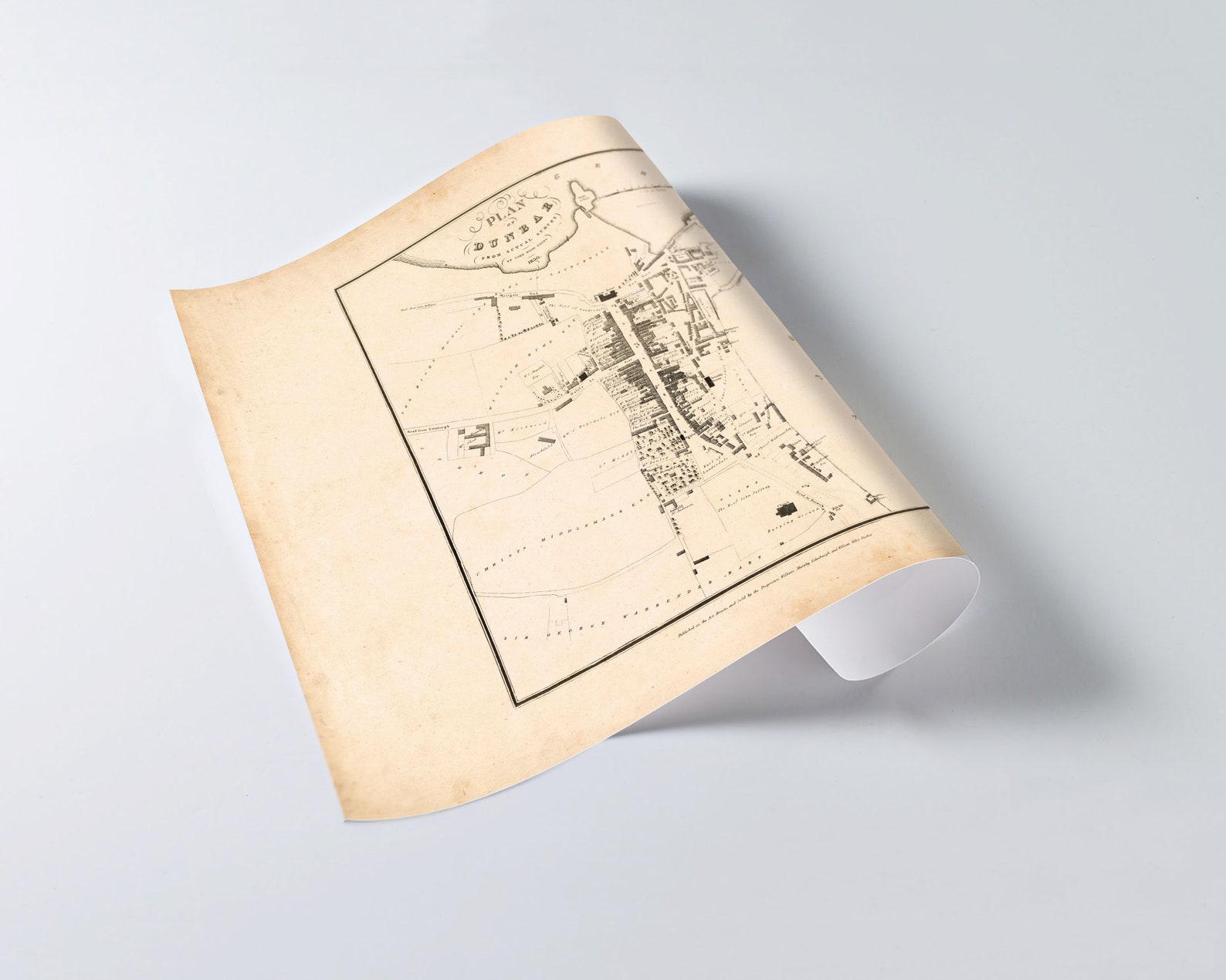 Old Map of Dunbar | Old Map Print | Dunbar Old Map, Dunbar Vintage Map ...