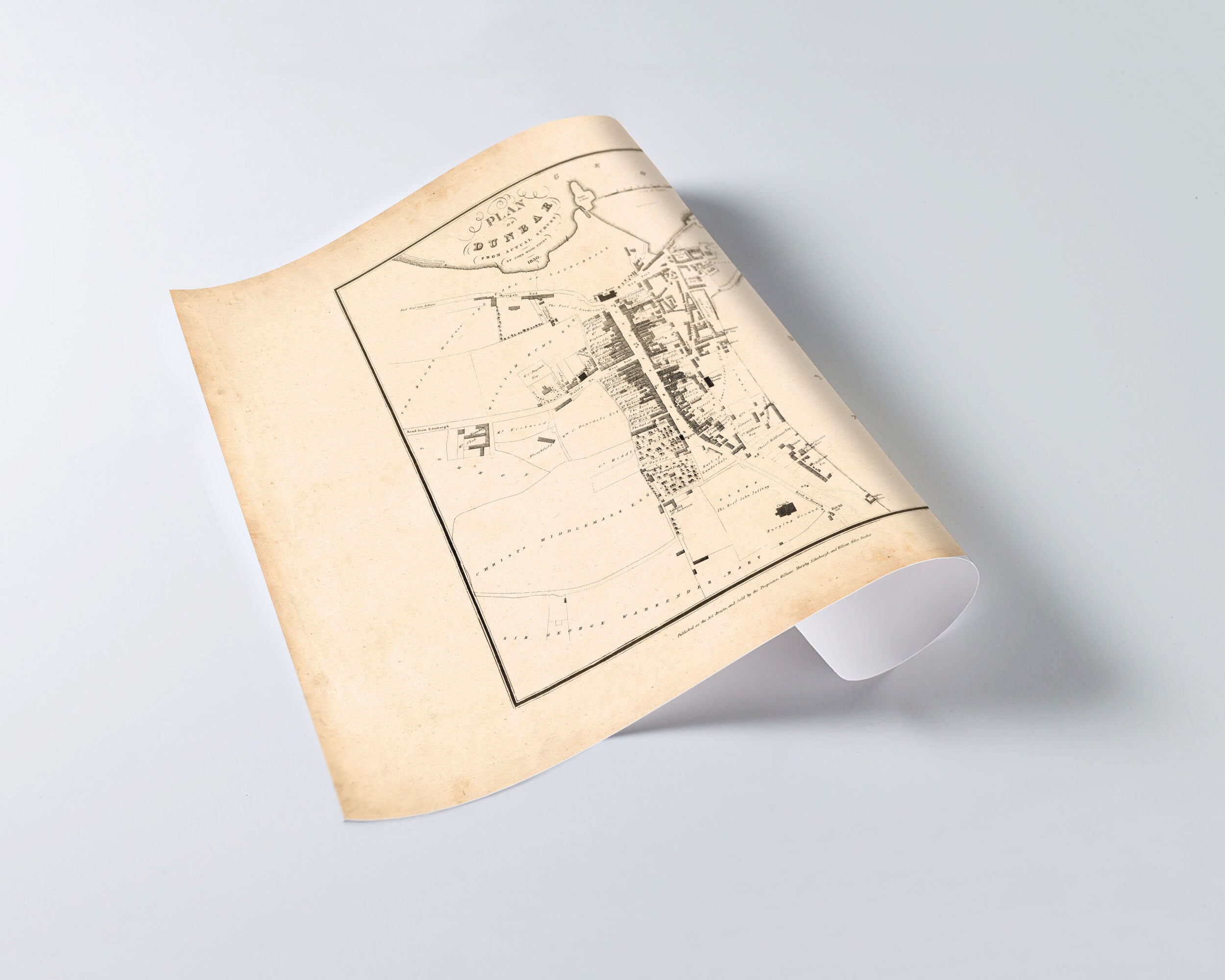 Old Map of Dunbar | Old Map Print | Dunbar Old Map, Dunbar Vintage Map ...