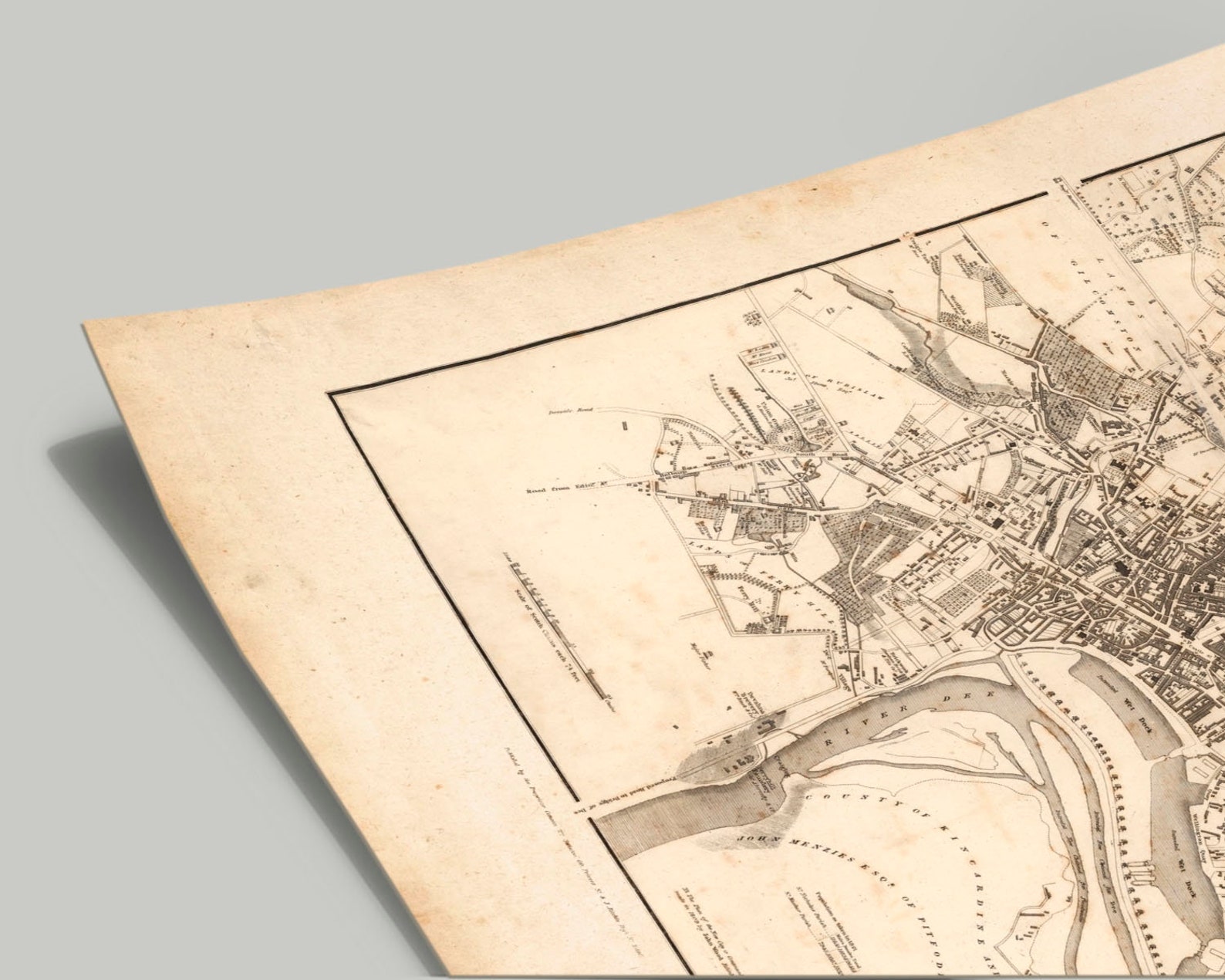 Old Map of Aberdeen | Fine Art Print | Historical Town Plan of Aberdeen ...