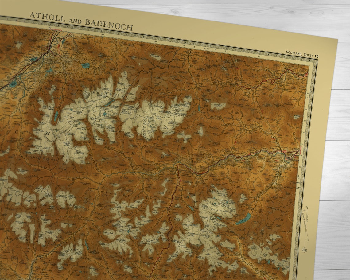 Old Map of Atholl & Badenoch Blair Atholl Aviemore - Etsy UK
