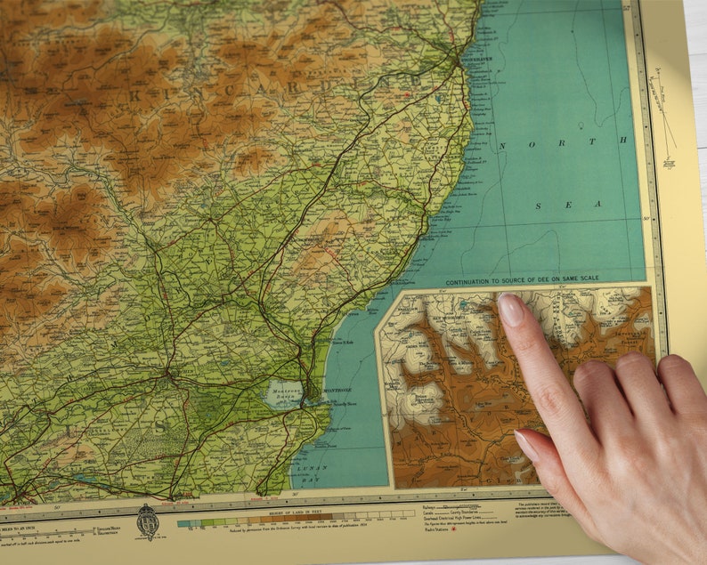 Old Map of Deeside Aberdeen, Stonehaven, Braemar, Ballater, Tomintoul ...