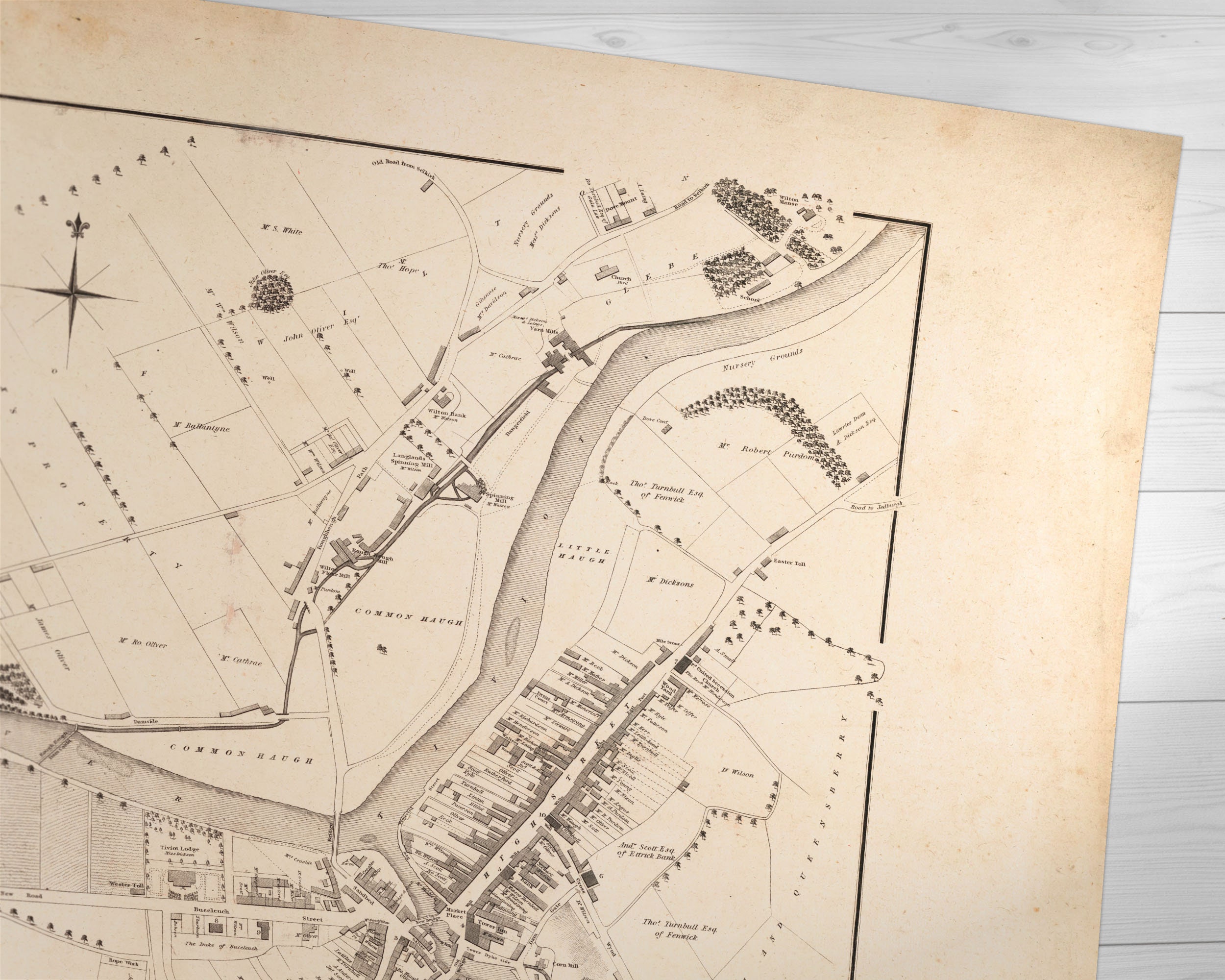 Hawick Old Map | Giclée Fine Art Print | Antique Town Plan, Vintage ...