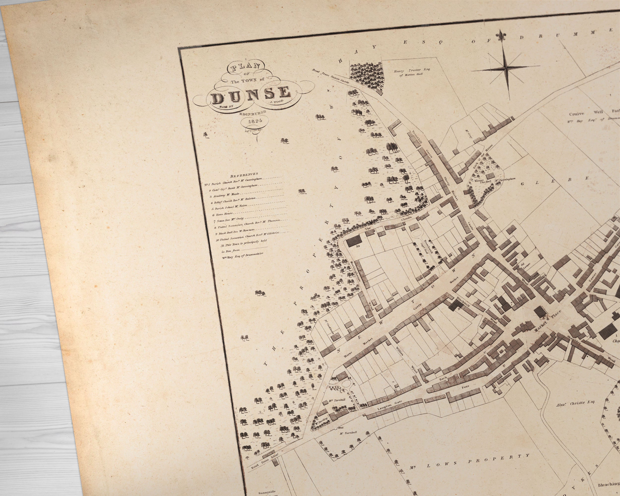 Duns Historical Old Map | Giclée Fine Art Print | Vintage Town Plan ...